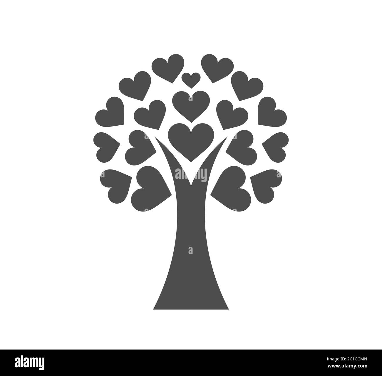 Love tree icon with hearts leaves. Vector illustration Stock Vector ...