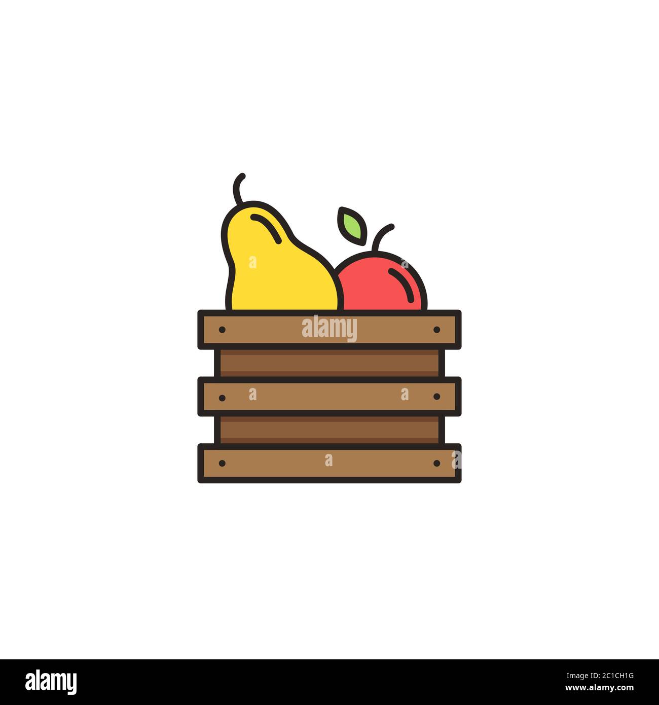 Fruits crate box vector icon symbol isolated on white background Stock ...