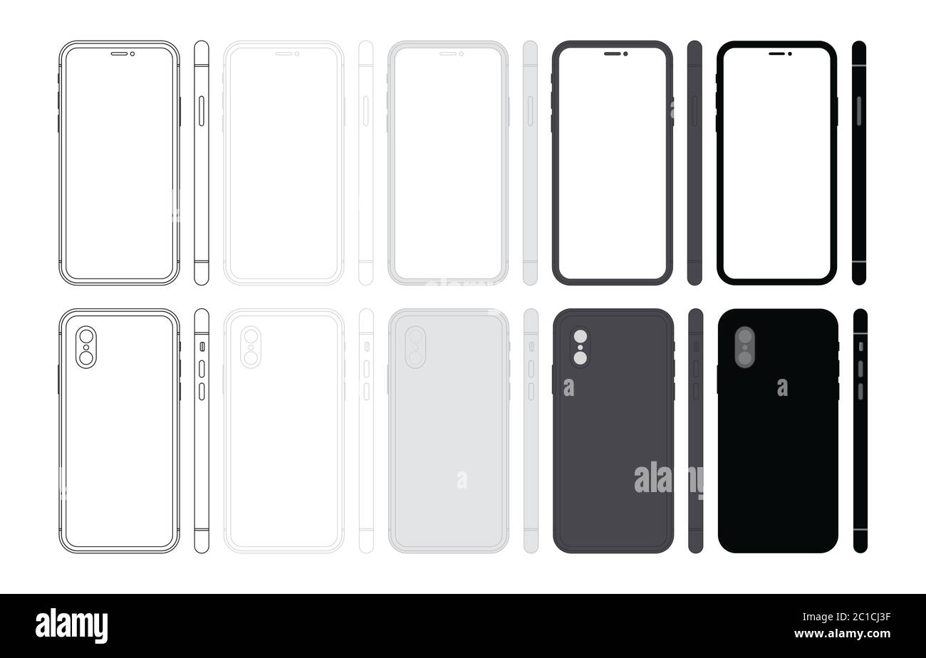 Blueprint Mobile Phone Wireframe App Template Dark Stock Vector Image ...