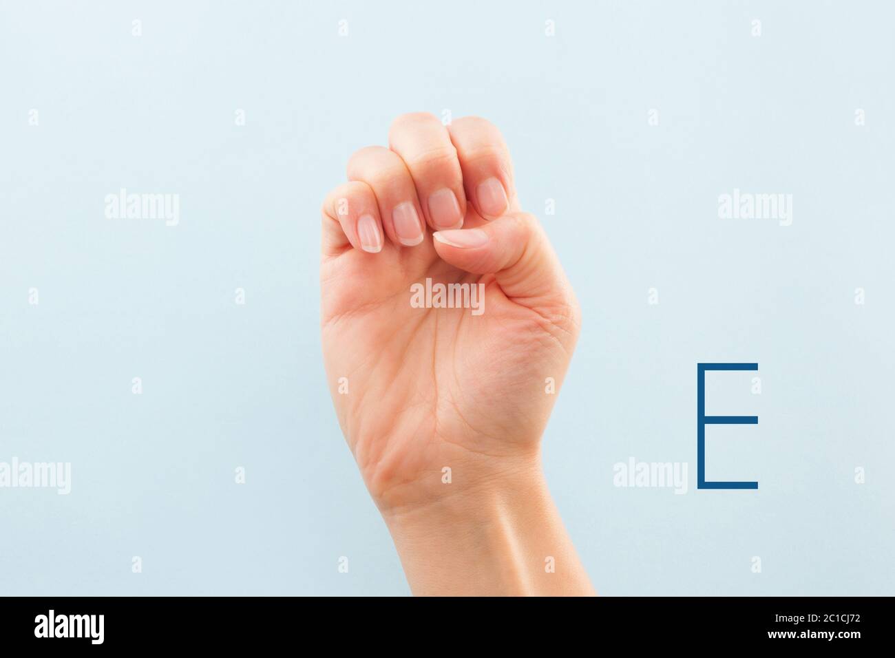 American sign language E Stock Photo - Alamy