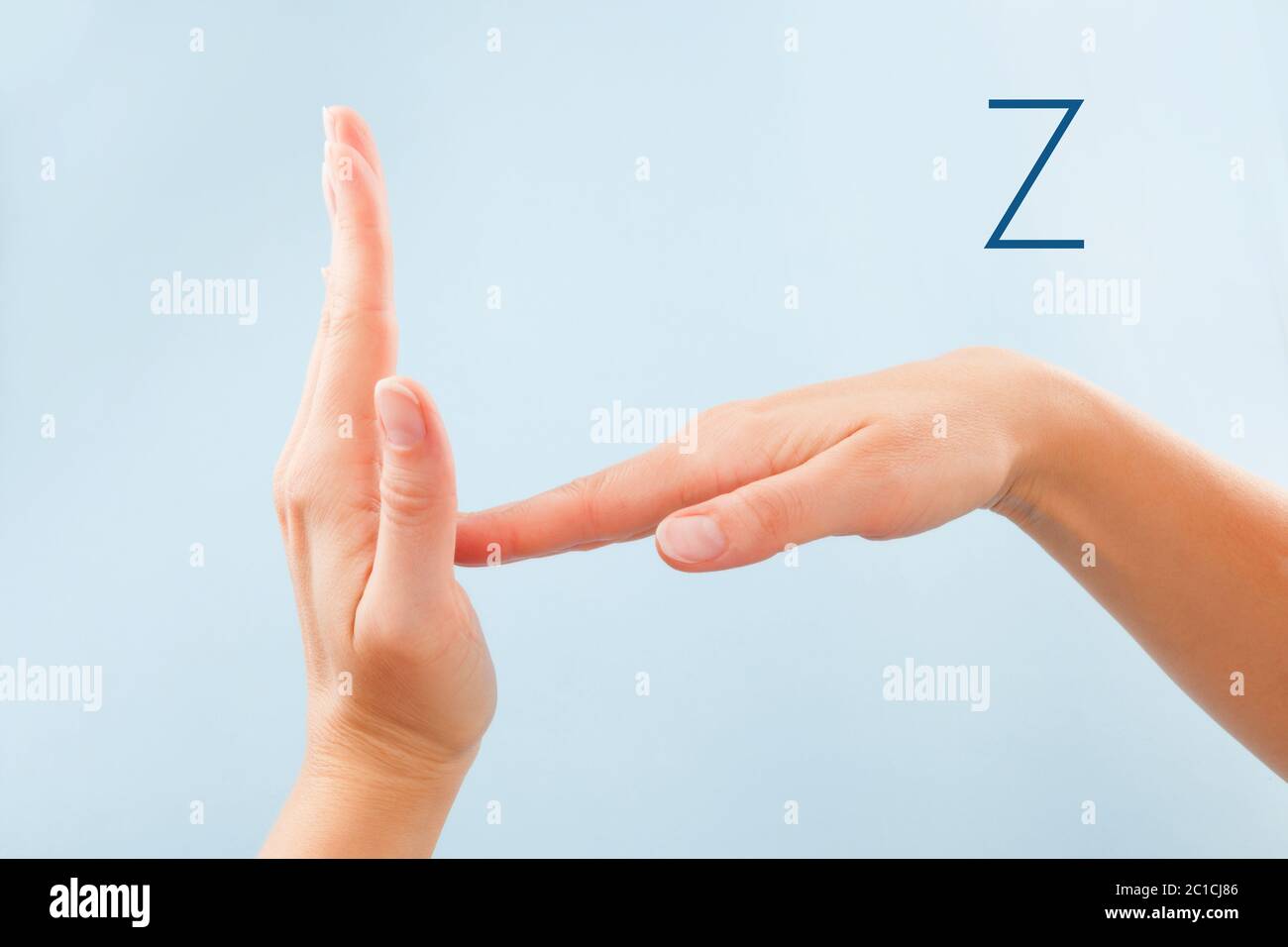 BSL Fingerspelling alphabet Z Stock Photo - Alamy