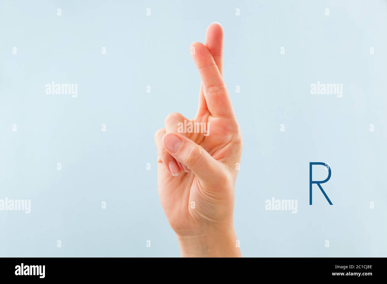 American sign language R Stock Photo - Alamy