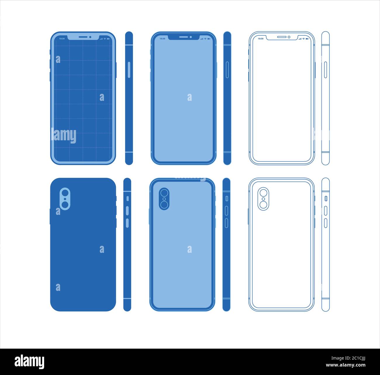 Blueprint Mobile Phone Wireframe App Template Blue Stock Vector Image ...