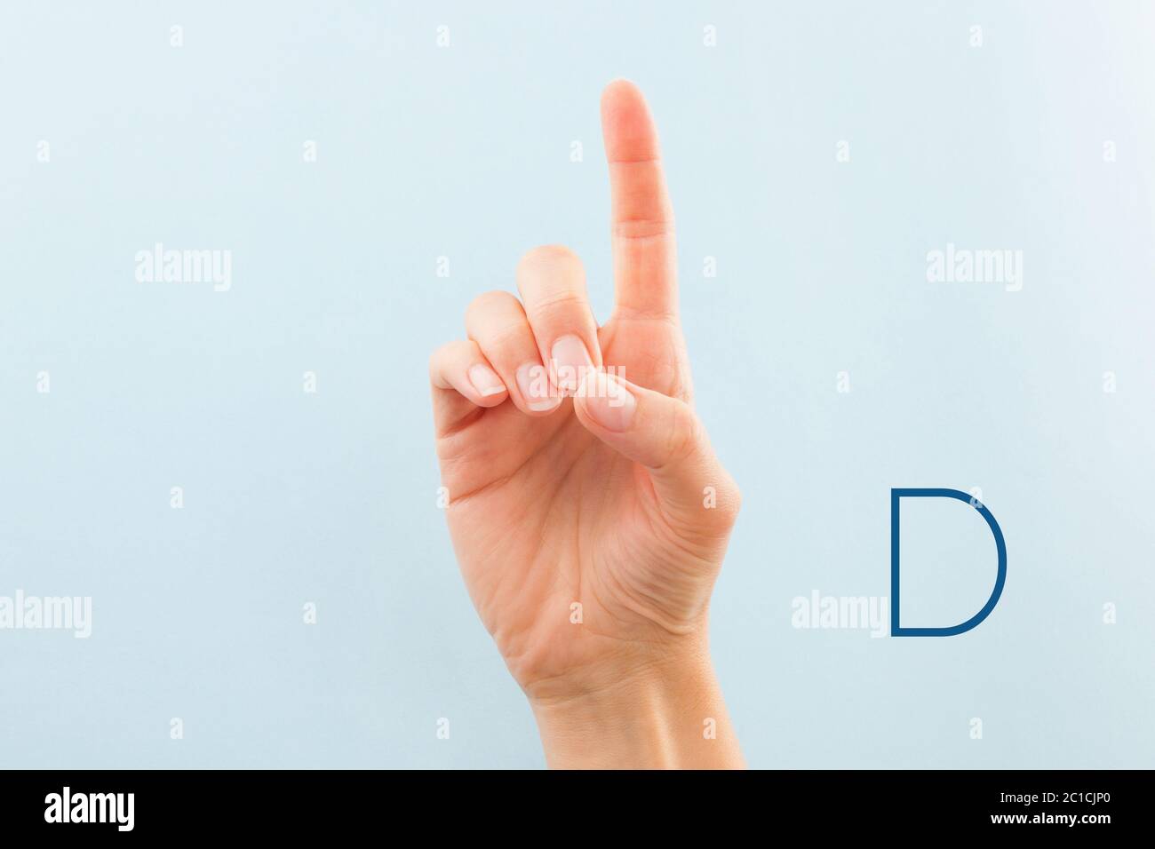 American sign language D Stock Photo - Alamy