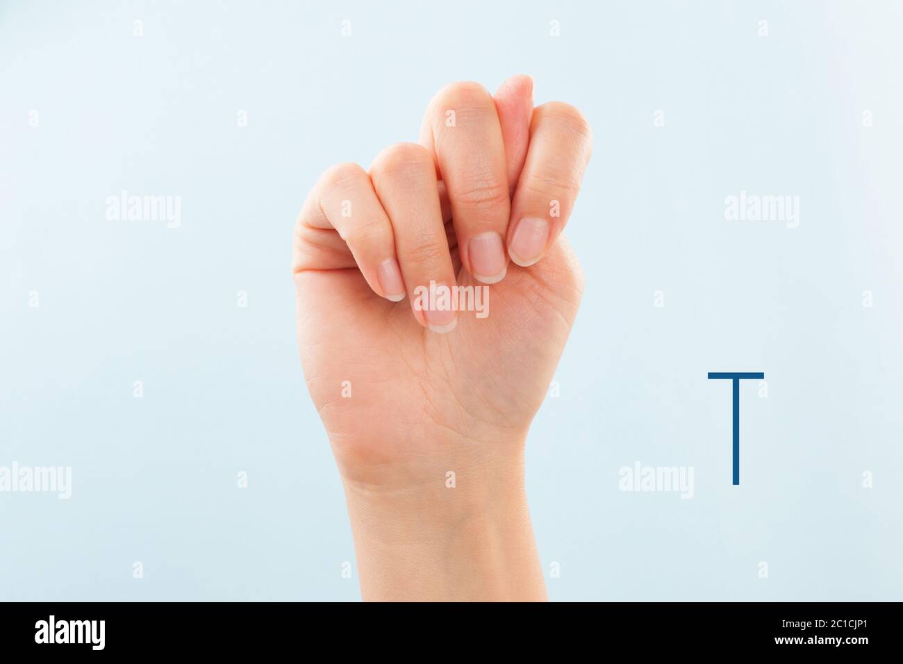 American sign language T Stock Photo - Alamy
