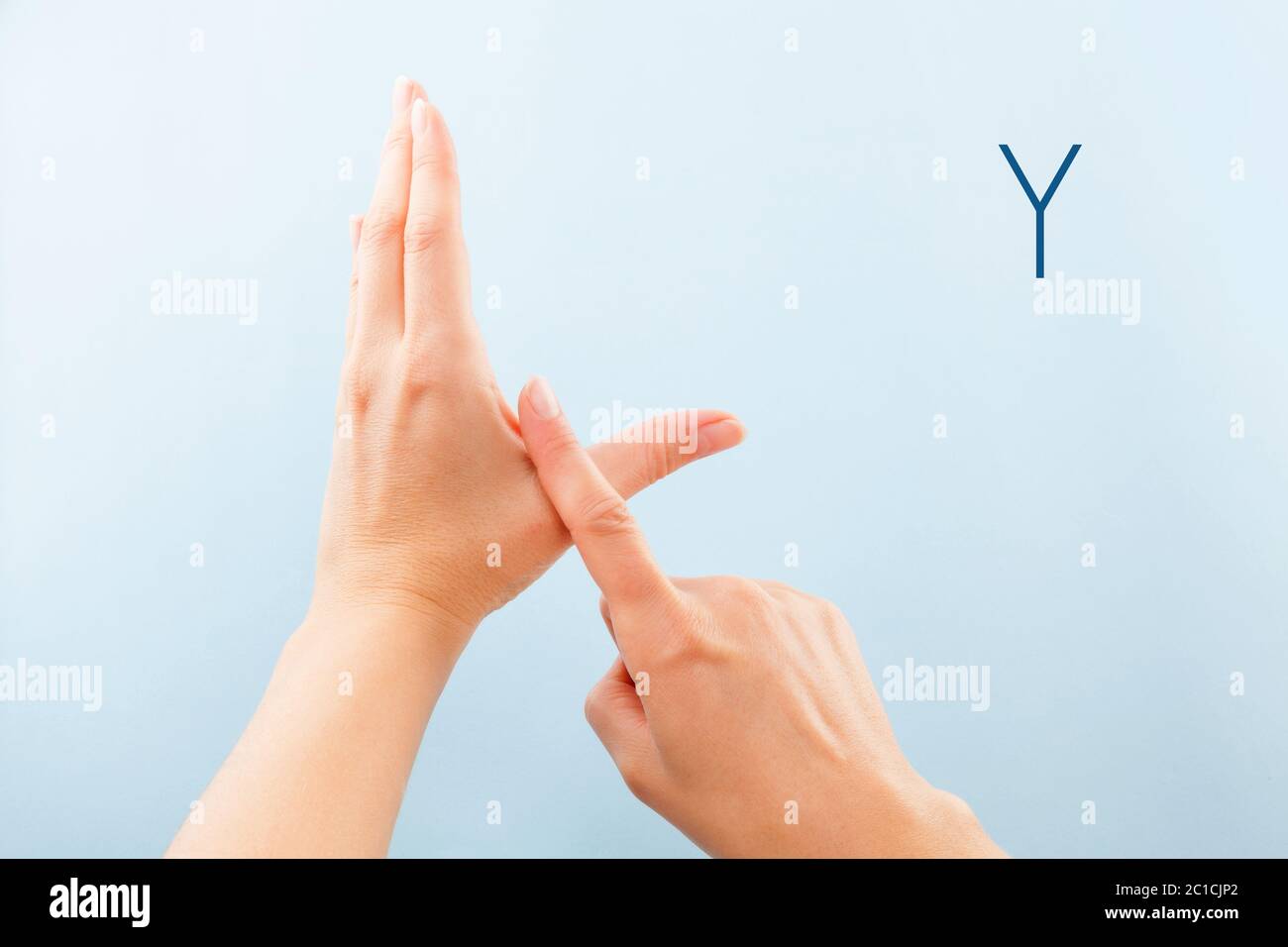 BSL Fingerspelling alphabet Y Stock Photo - Alamy