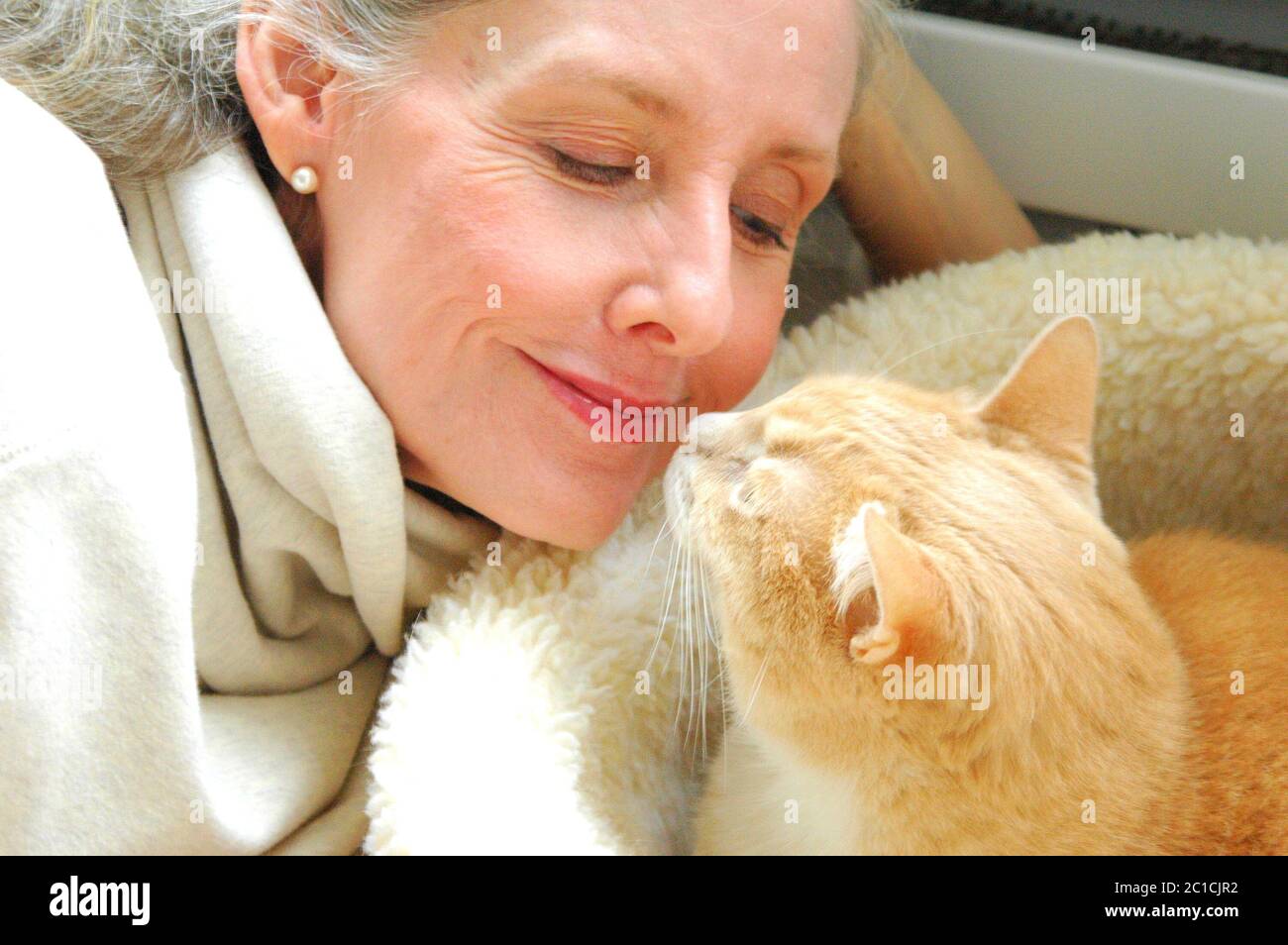 Female and cat Stock Photo - Alamy