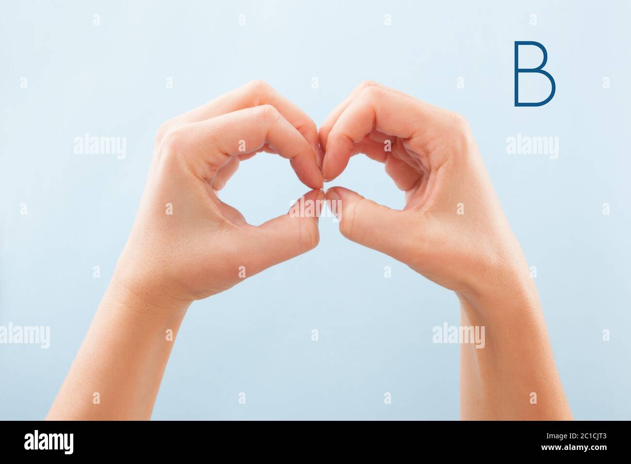 BSL Fingerspelling alphabet letter B Stock Photo - Alamy