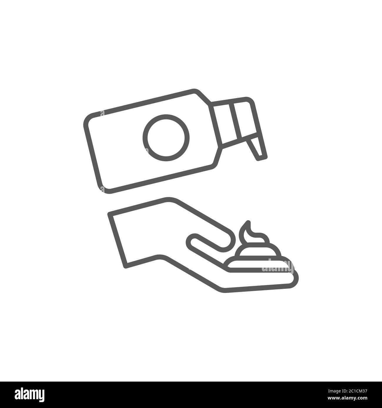 Hands applying lotion cream vector icon symbol isolated on white ...