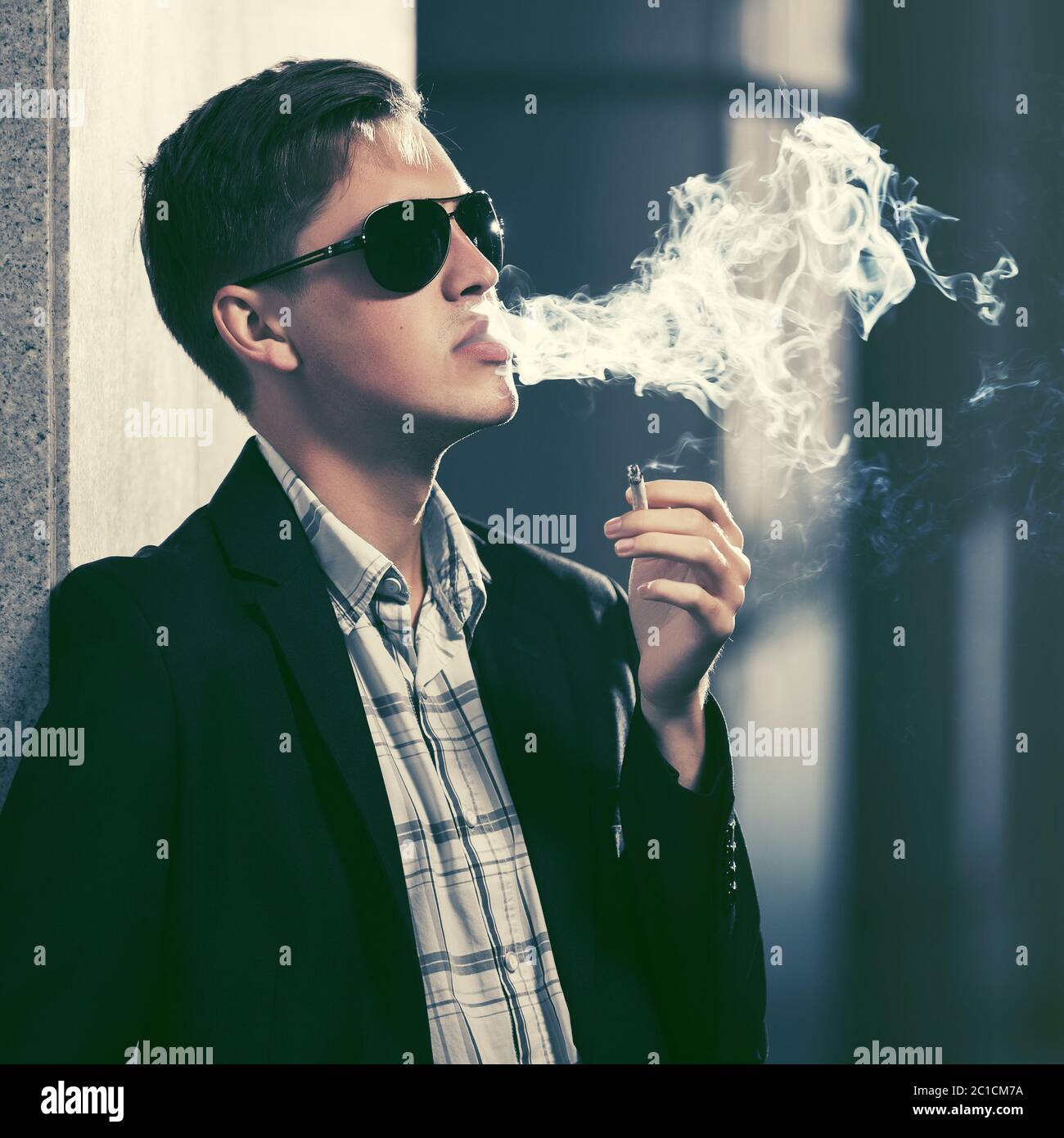 Man Smoking Cigarette Office Outside High Resolution Stock Photography ...