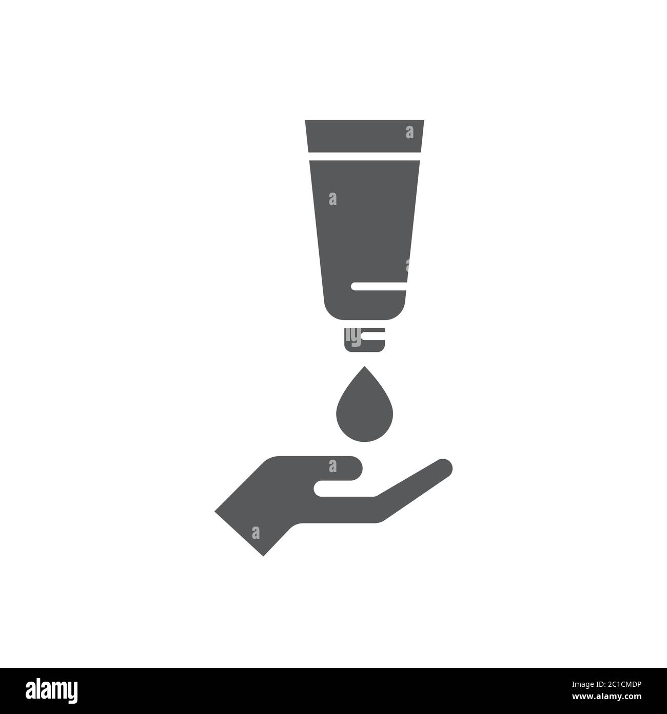 Hands applying lotion cream vector icon symbol isolated on white ...