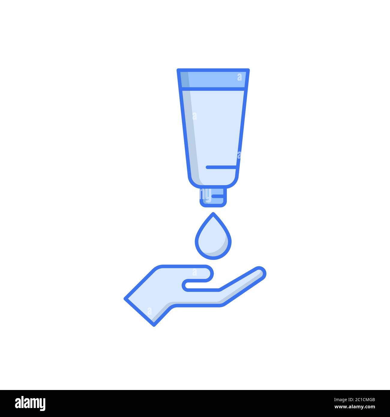 Hands applying lotion cream vector icon symbol isolated on white ...