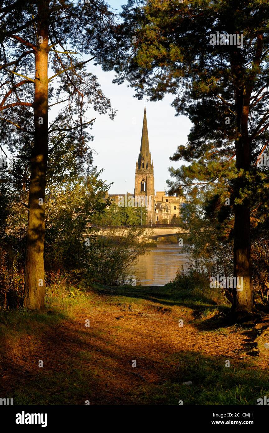 A view of St.Mathews Church Tay Street, Perth from Moncreiffe Island ...