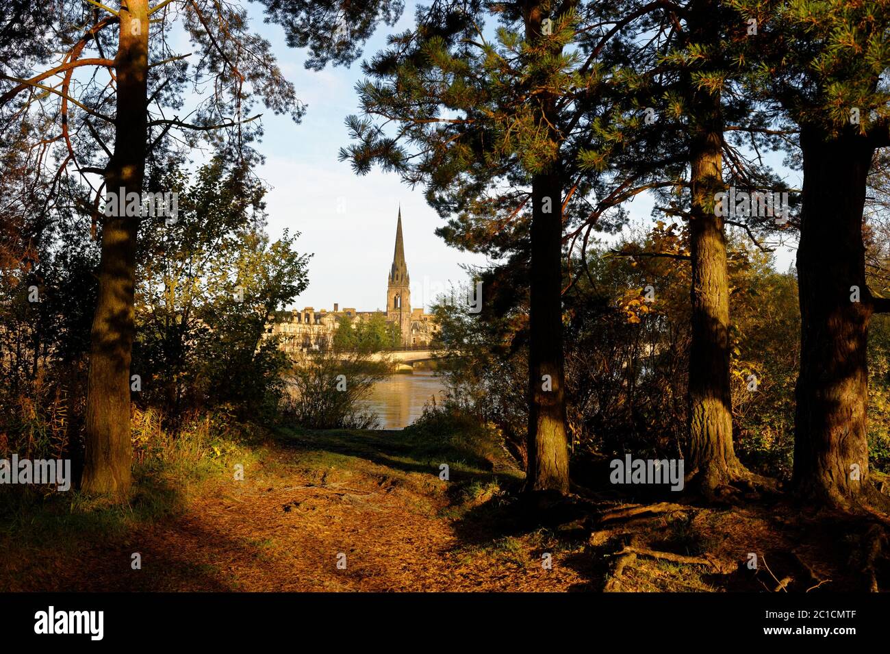 A view of St.Mathews Church Tay Street, Perth from Moncreiffe Island ...