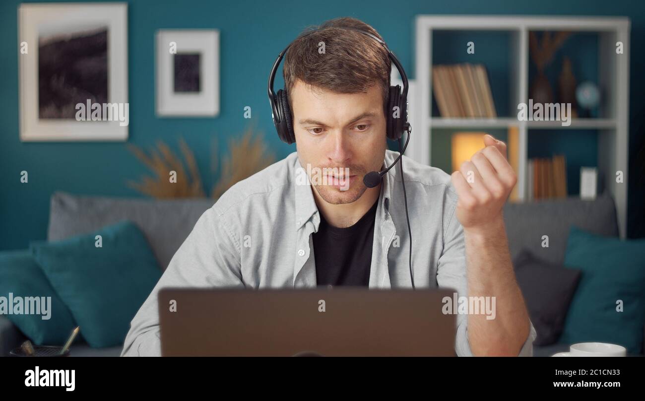 Front view man listening talking hi-res stock photography and images ...