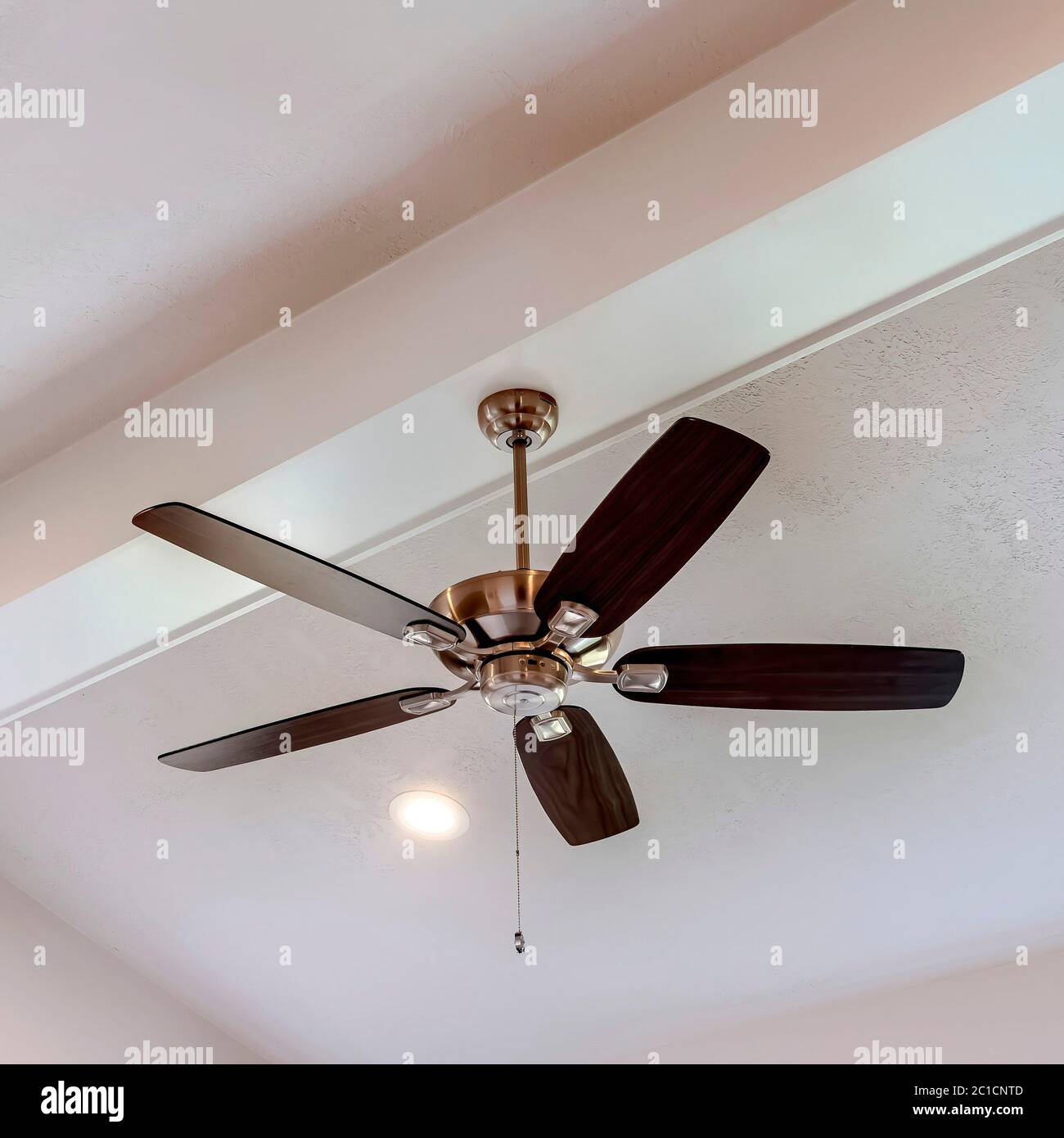 Square frame Decorative wood beam with standard ceiling fan and lights ...