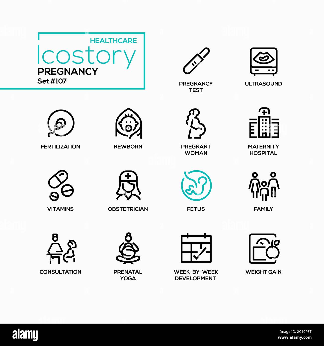 Pregnancy - vector line design style icons set Stock Vector Image & Art ...