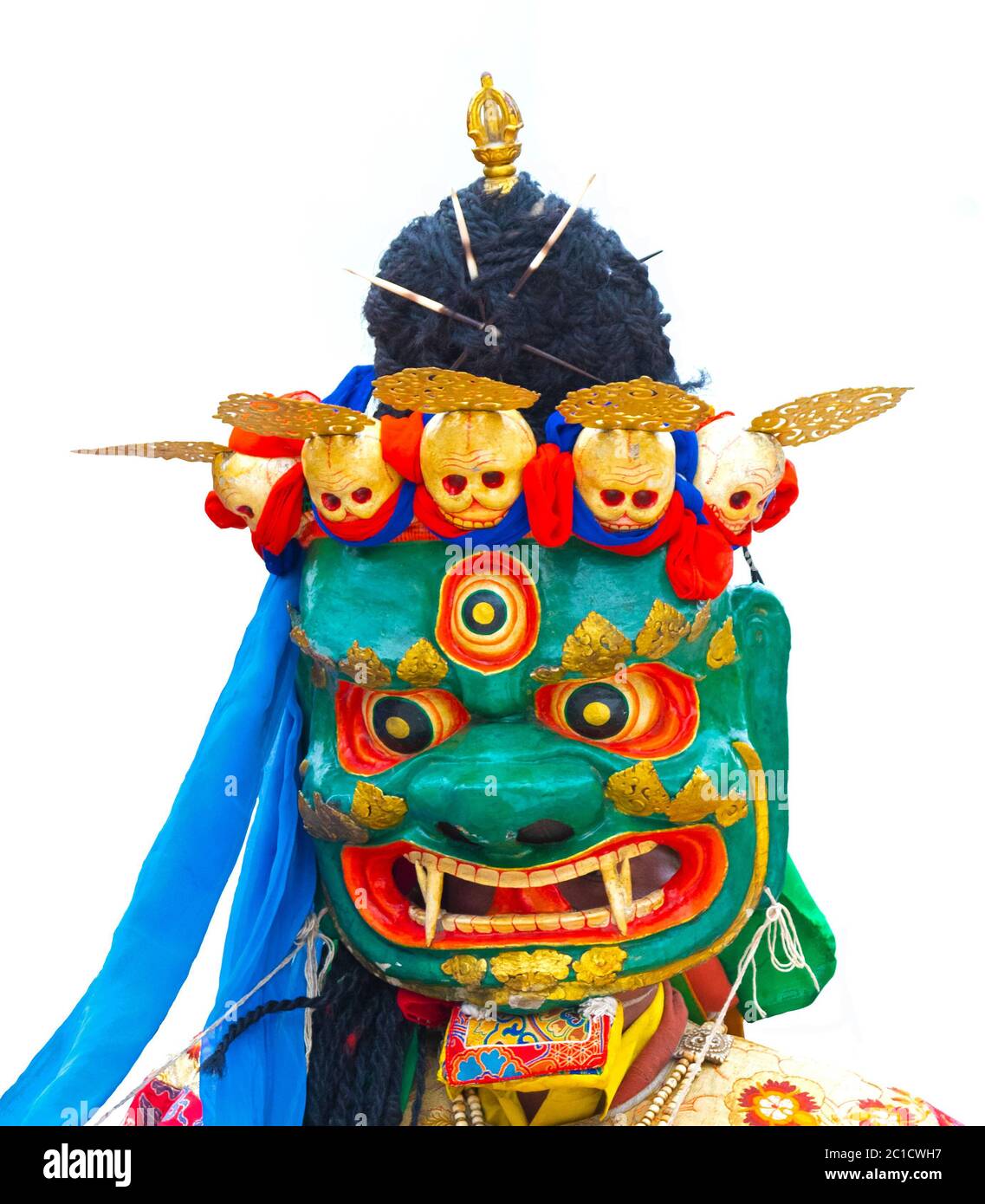 Holy Buddhist mask against white background Stock Photo - Alamy