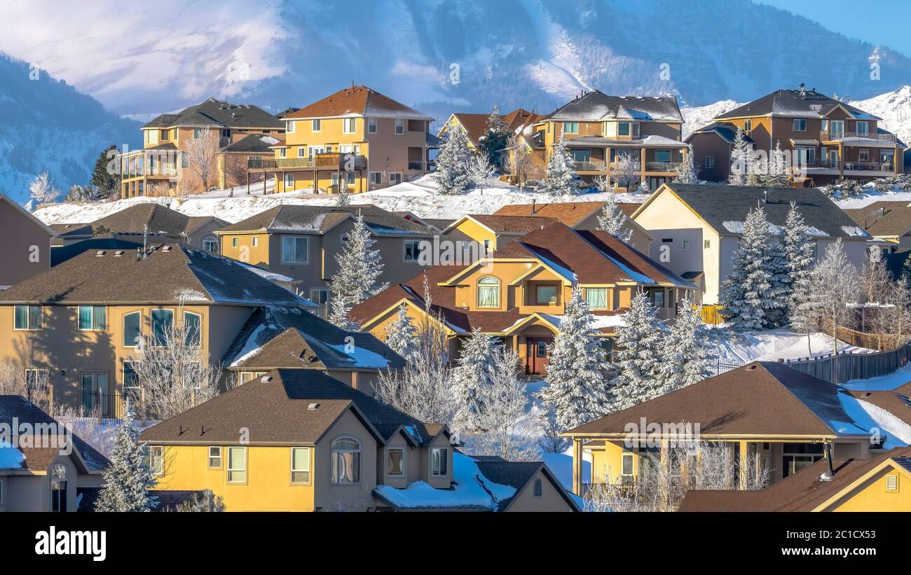 Panorama Homes of a mountainside residential community with views of ...