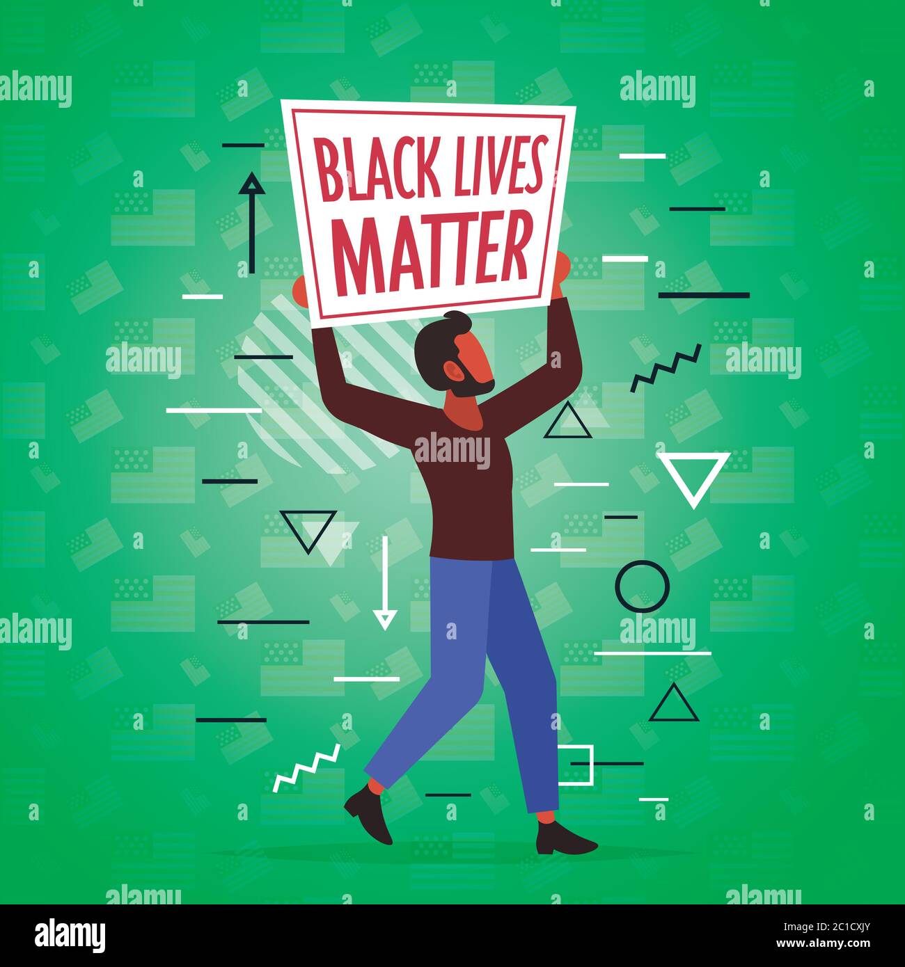 african american man holding black lives matter banner awareness ...