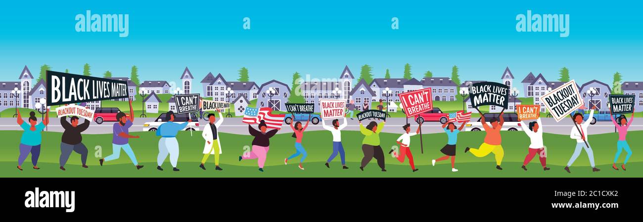 african american protesters with black lives matter banners protesting ...