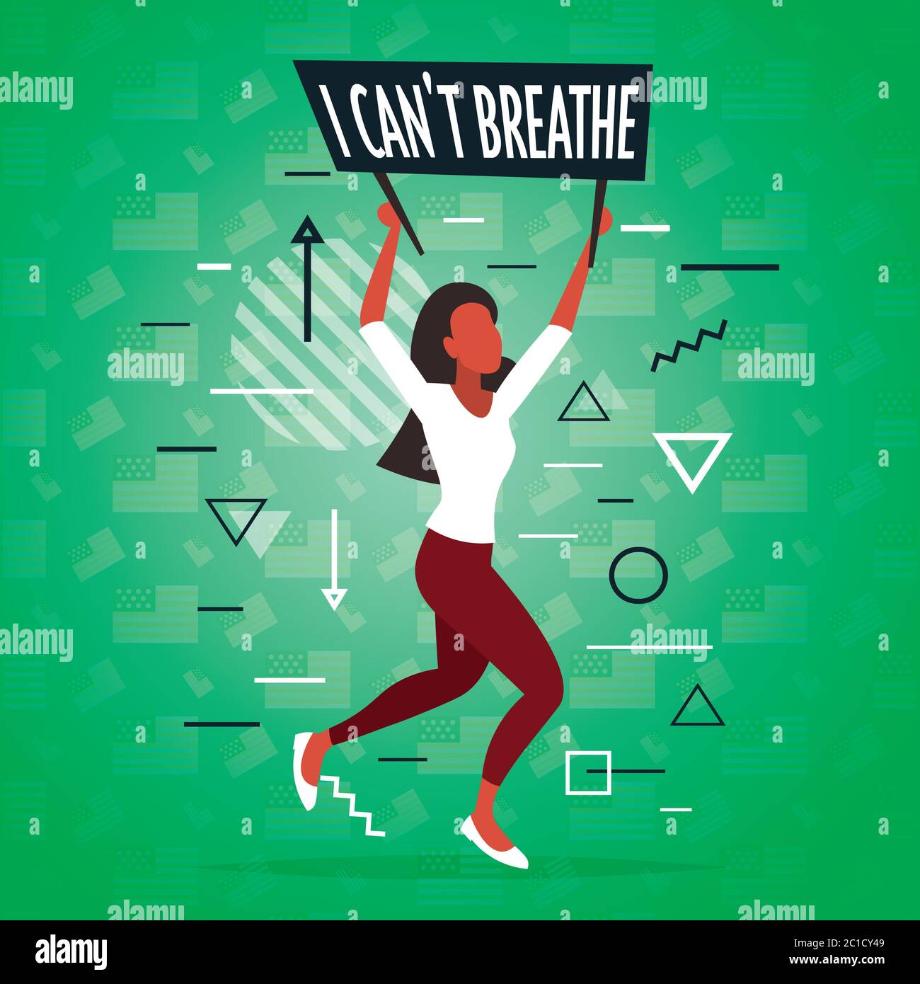 african american woman holding i cant breathe banner black lives matter ...