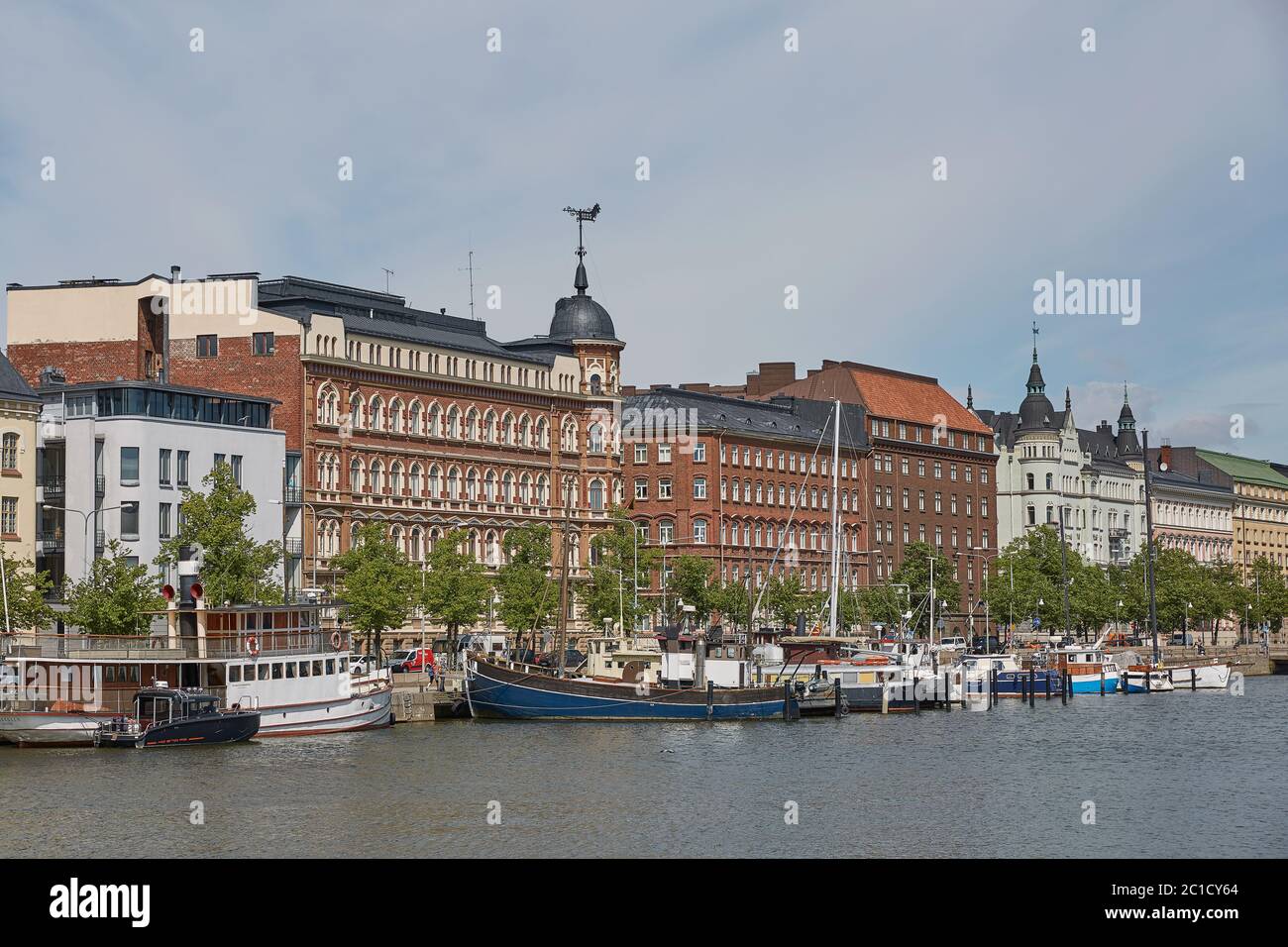 Exquisite residences in Helsinki in Finland are along embankment ...