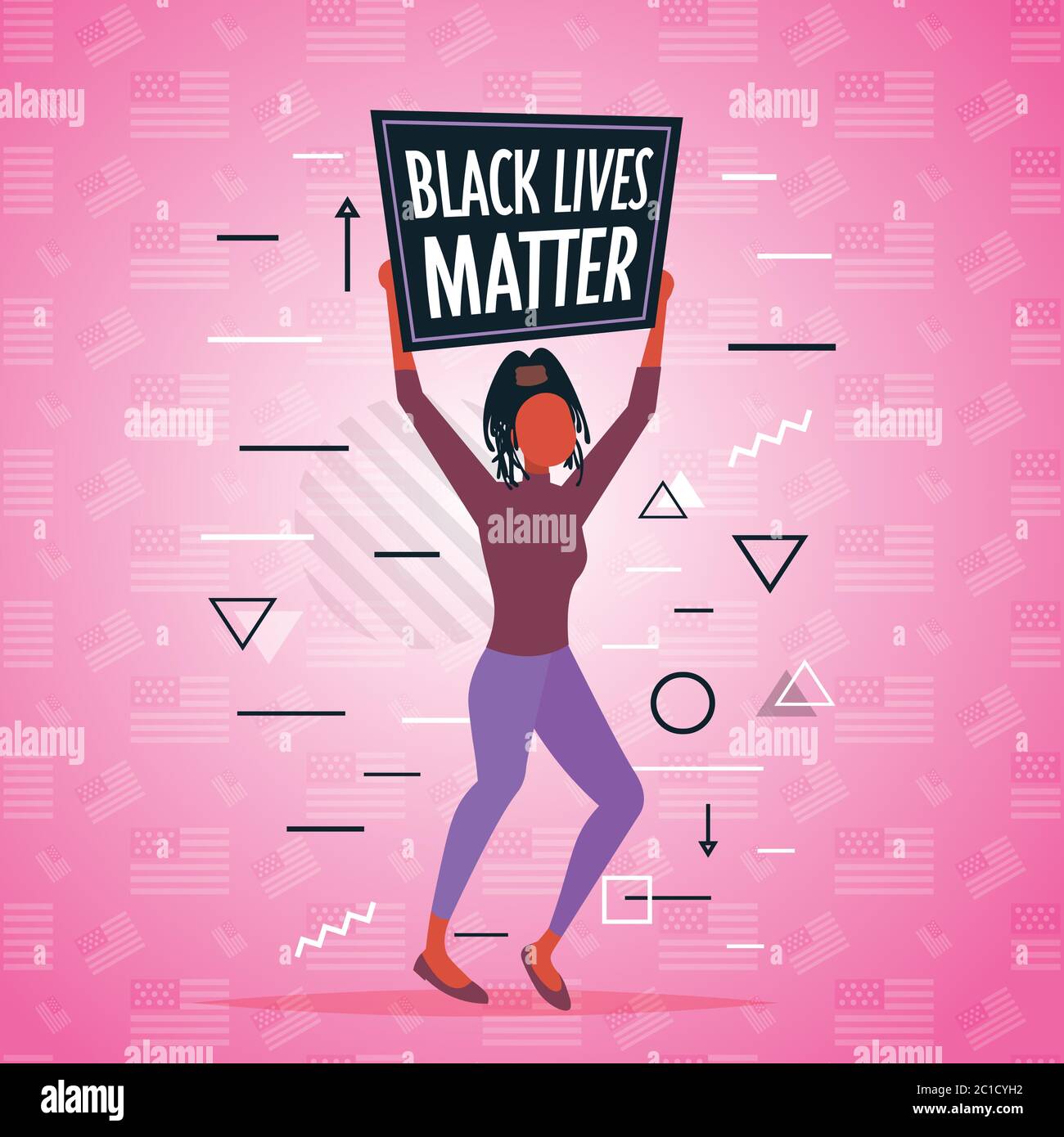 african american woman holding black lives matter banner awareness ...