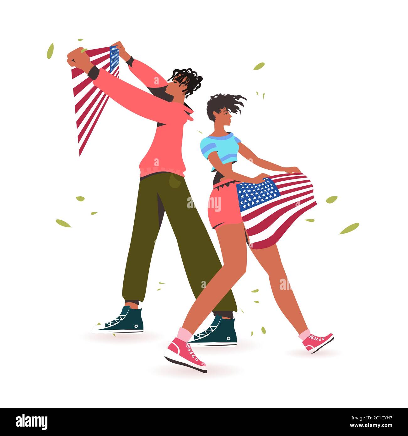 african american man woman holding usa flag black lives matter campaign ...