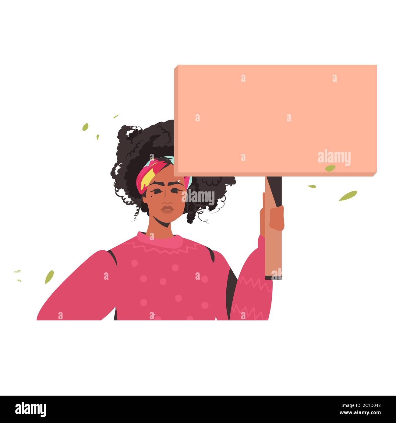 african american woman holding blank cardboard banner black lives ...