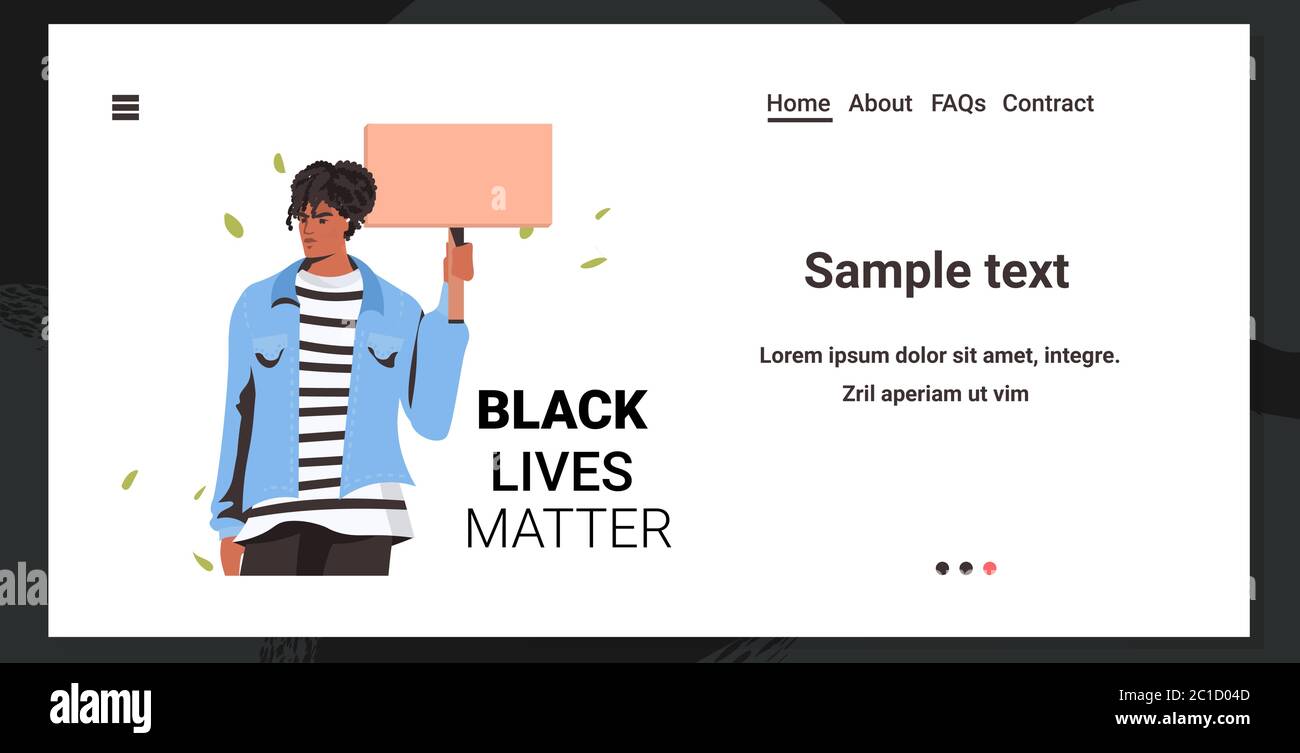 african american man holding blank cardboard banner black lives matter ...