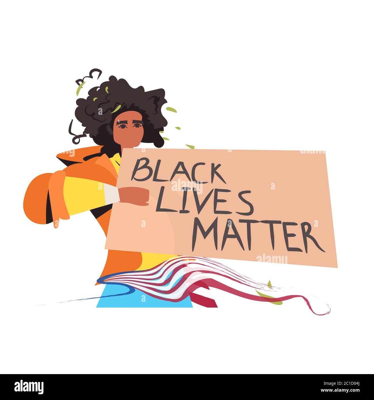 african american woman holding black lives matter banner campaign ...