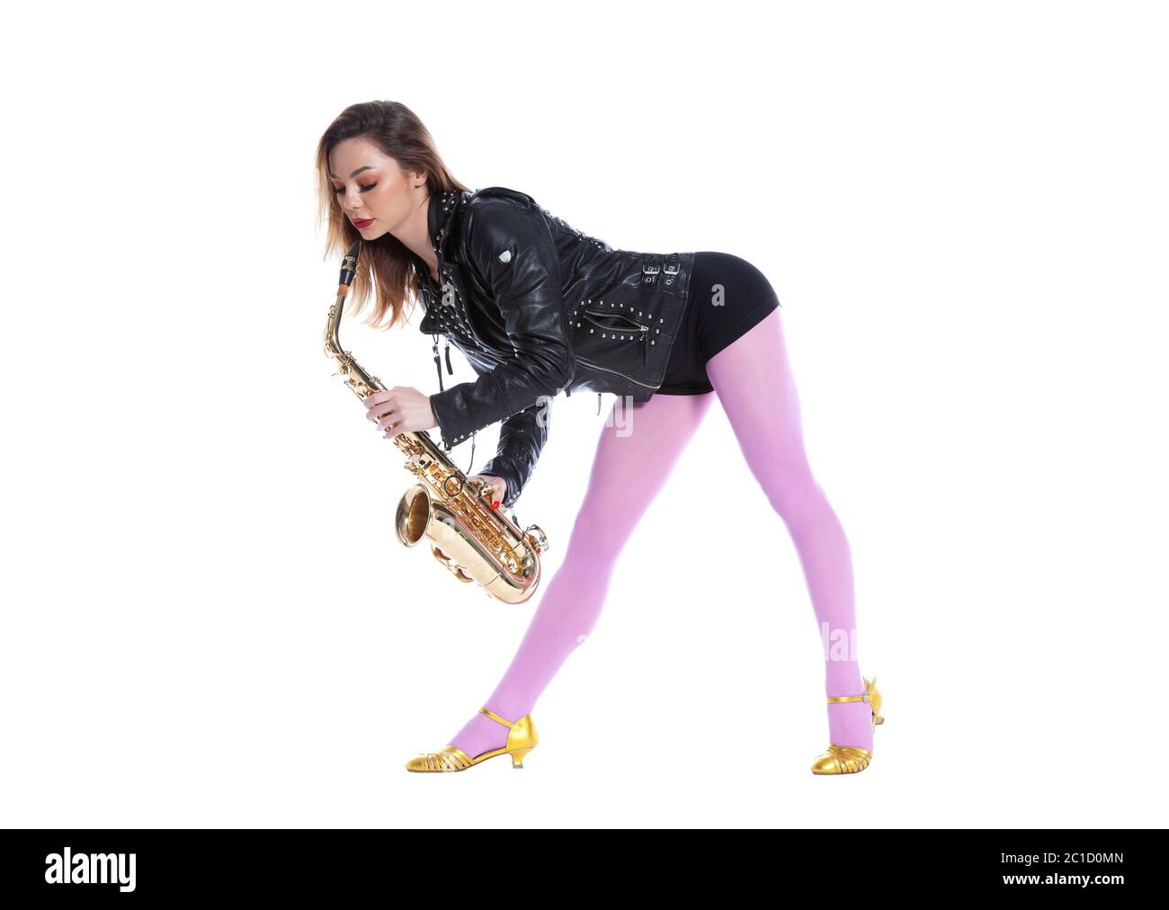 Woman saxophone isolated on Cut Out Stock Images & Pictures - Alamy