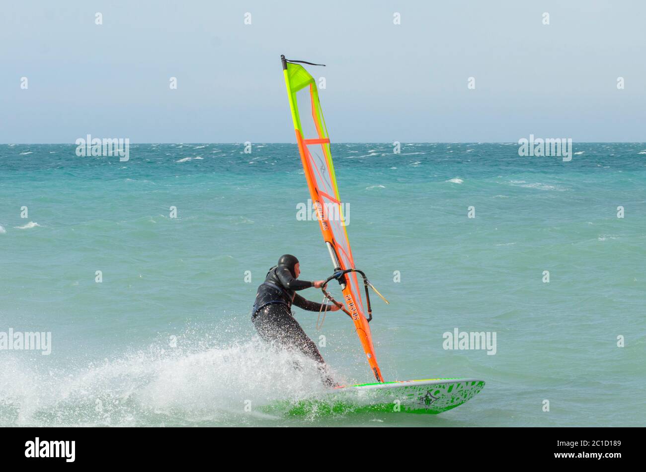 Anapa, Russia-June 15, 2020: Windsurfer rides in the Black sea Stock ...