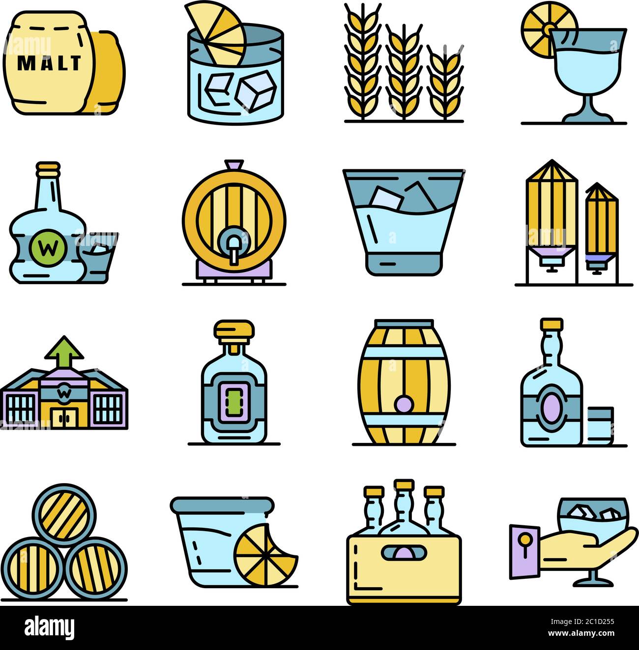 Whisky icon set line color vector Stock Vector Image & Art - Alamy