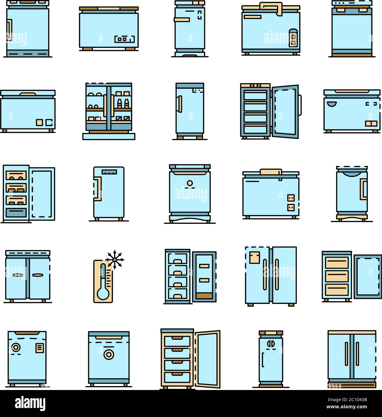 Freezer icon set line color vector Stock Vector Image & Art - Alamy
