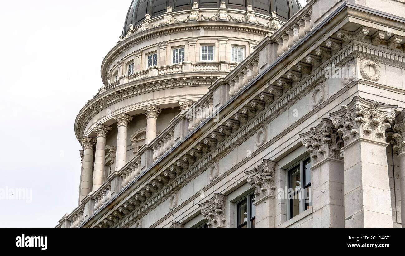 Panorama Utah State Capital building exterior with classical ...