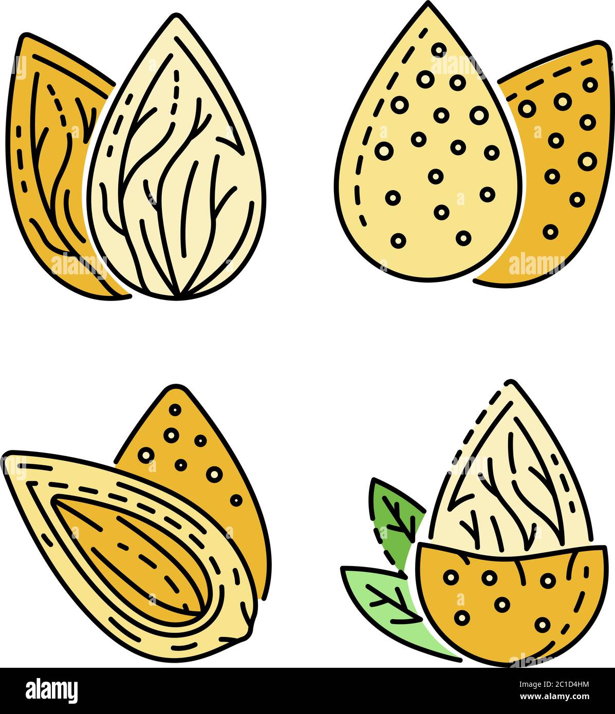 Almond icon set line color vector Stock Vector Image & Art - Alamy