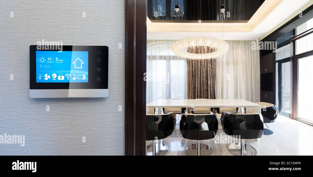 smart screen with smart dinning room in the modern home Stock Photo - Alamy