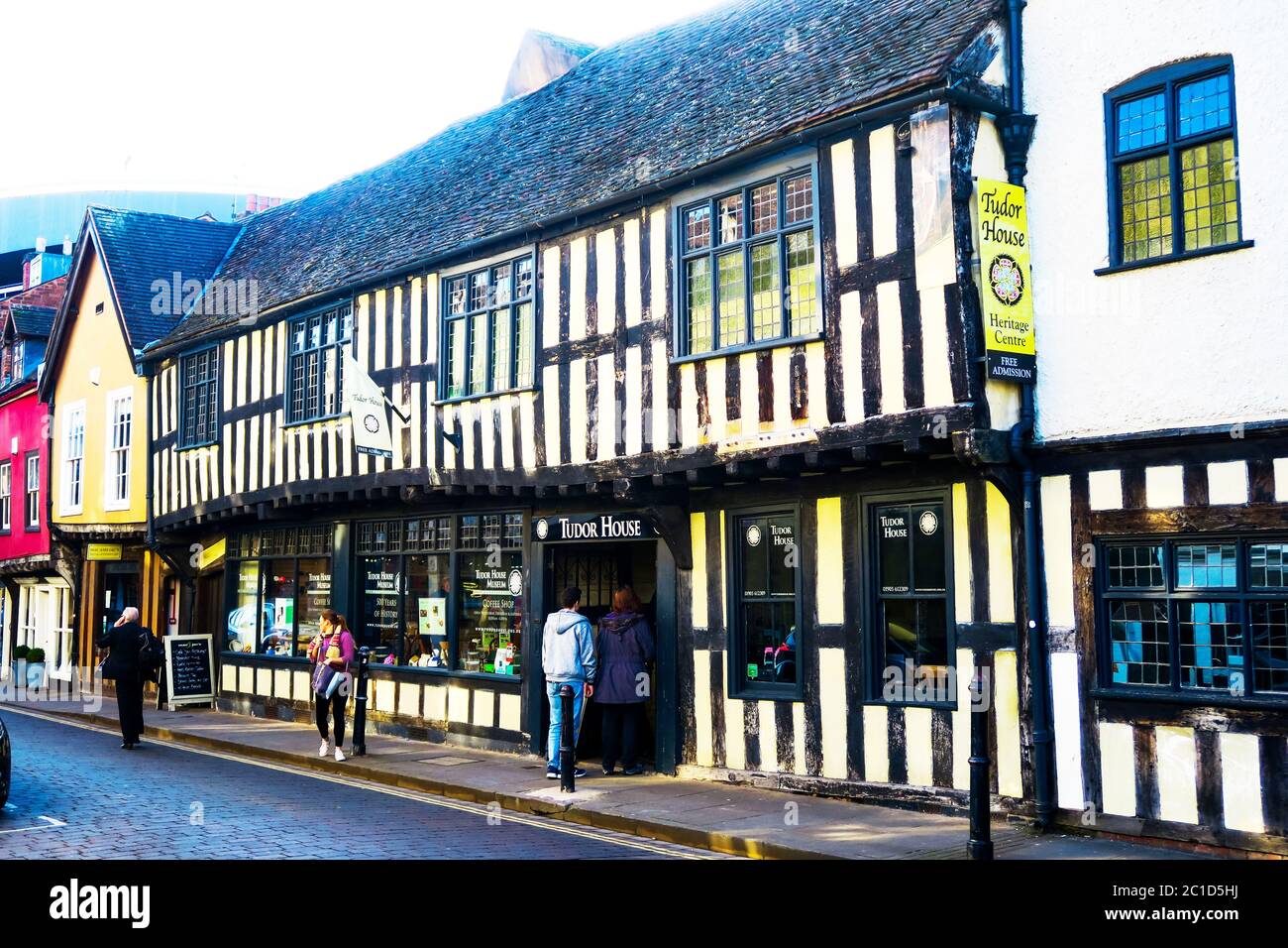 Old Tudor buildings in Worcester, UK Stock Photo - Alamy