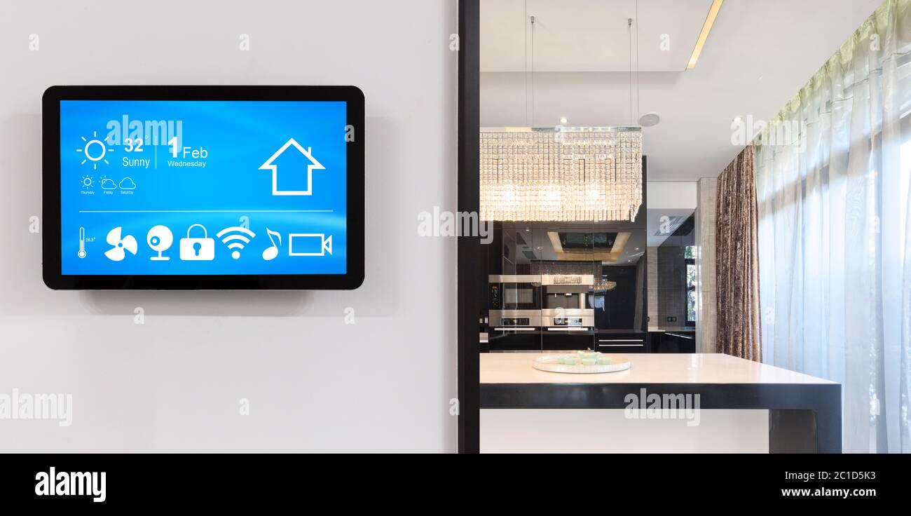 smart screen with smart kitchen in the modern home Stock Photo - Alamy