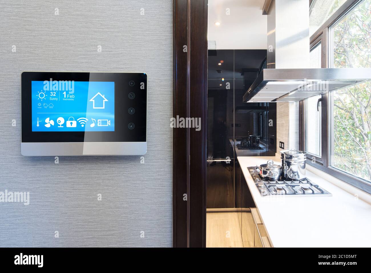 smart screen with smart kitchen in the modern home Stock Photo - Alamy