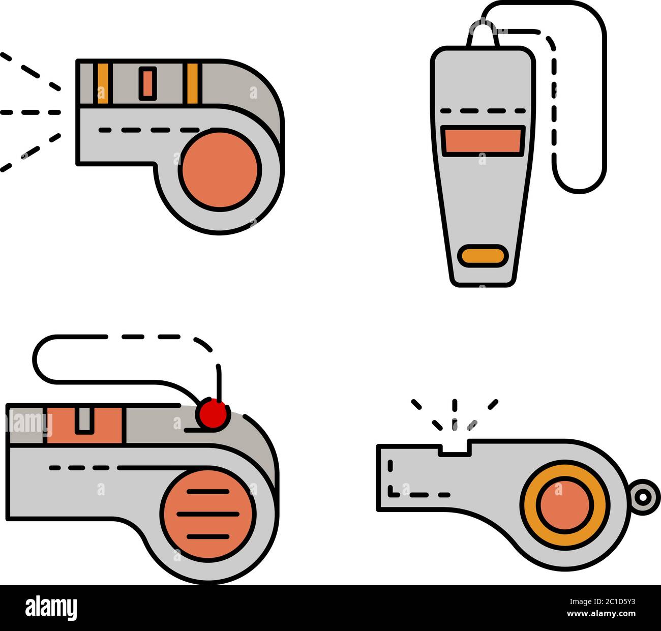 Whistle icon set line color vector Stock Vector Image & Art - Alamy