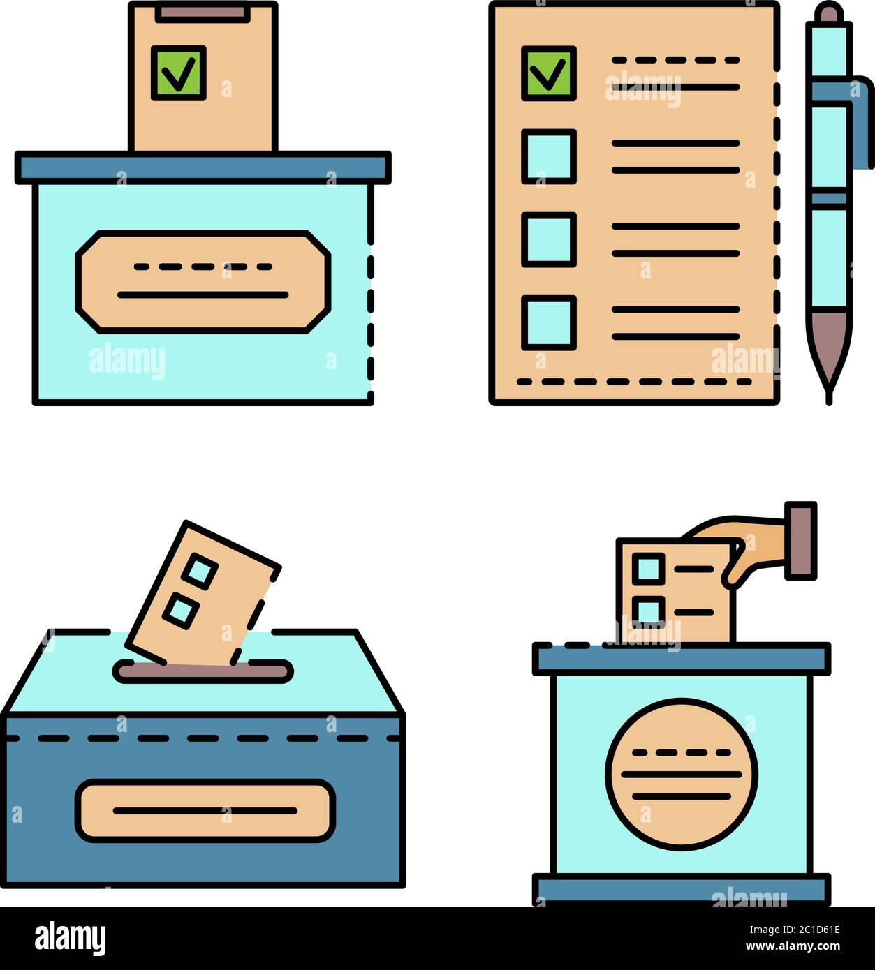 Ballot icon set line color vector Stock Vector Image & Art - Alamy