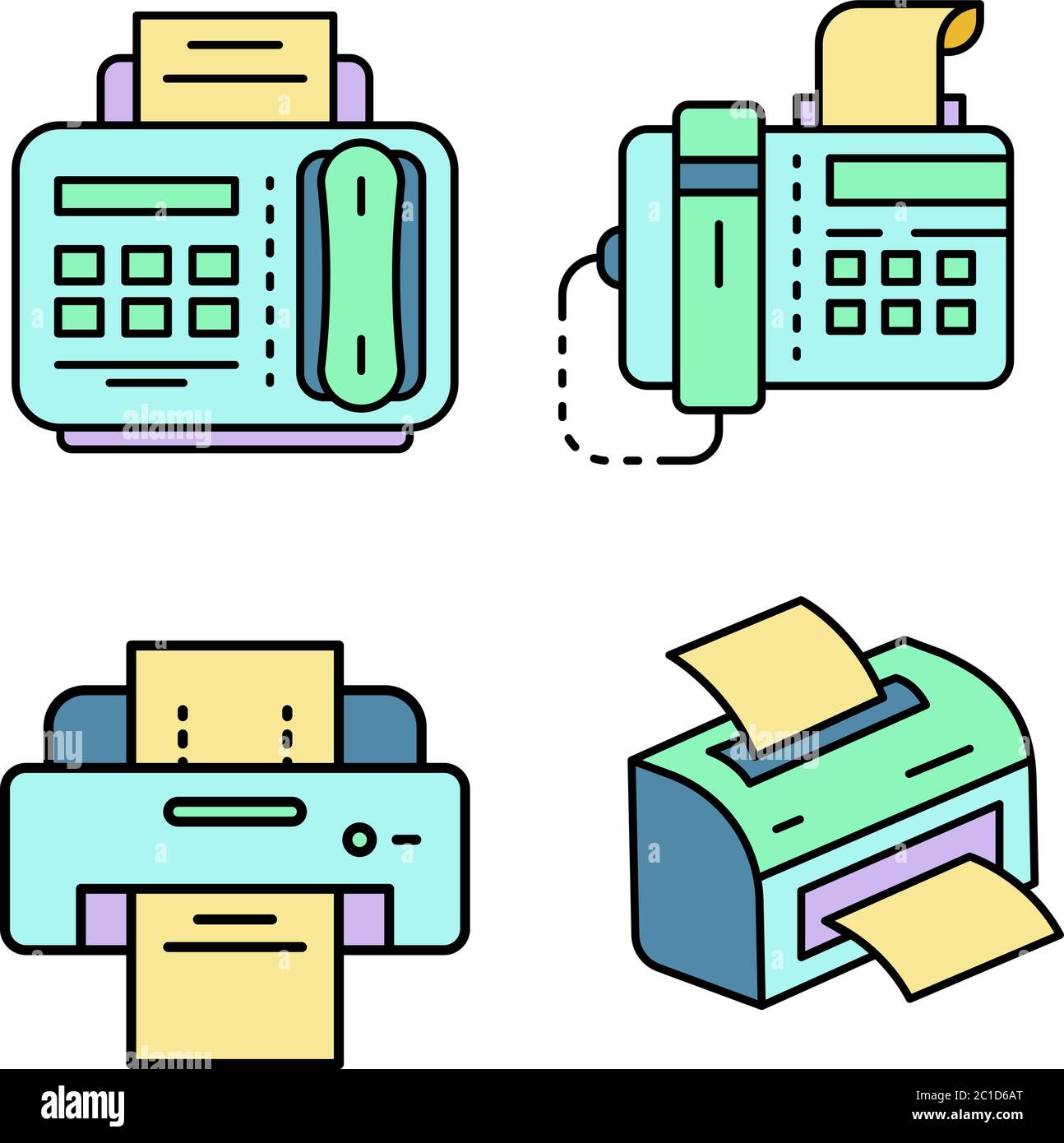 Fax icon set line color vector Stock Vector Image & Art - Alamy