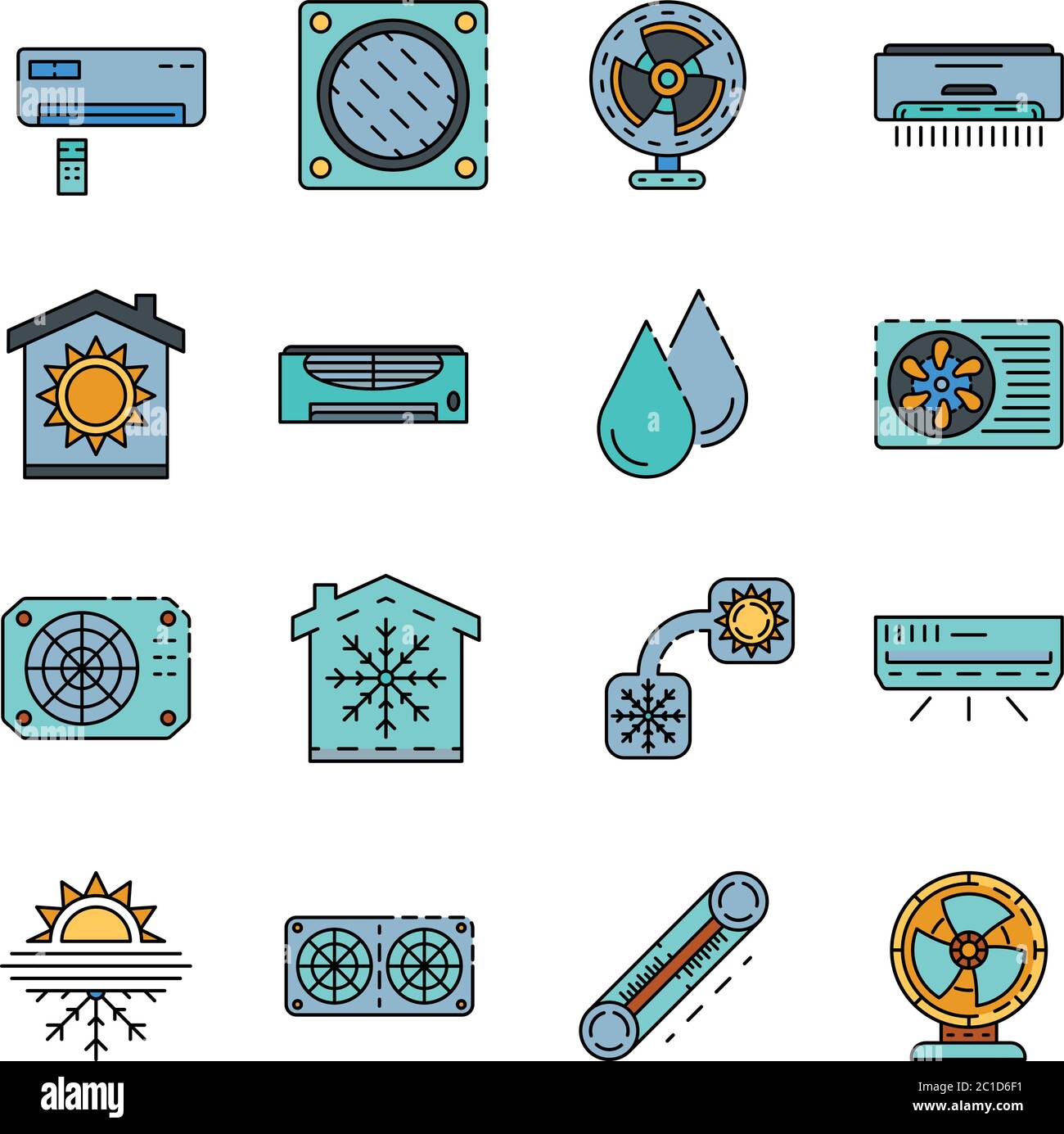 Conditioner icon set line color vector Stock Vector Image & Art - Alamy