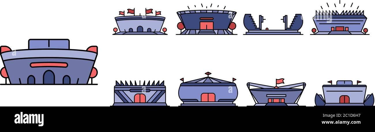 Arena icon set line color vector Stock Vector Image & Art - Alamy