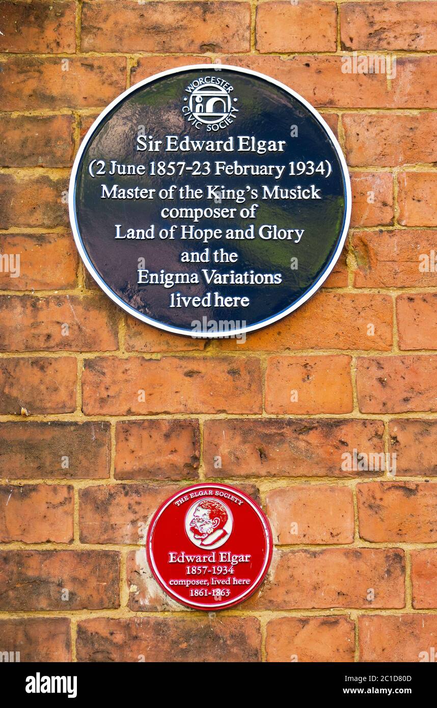 Sir edward elgar blue plaque hi-res stock photography and images - Alamy