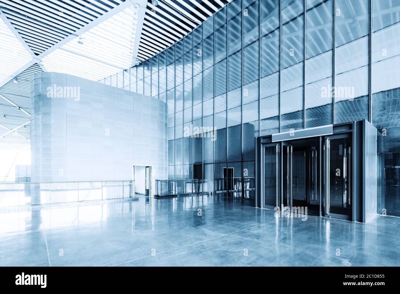 modern business hall interior with glass wall Stock Photo - Alamy