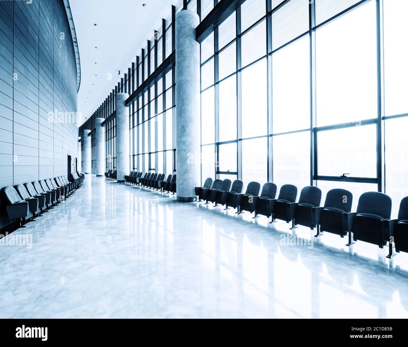 modern business hall interior with glass wall Stock Photo - Alamy